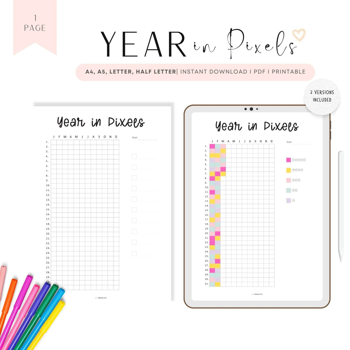 Year in Pixels Printable – mrsneat