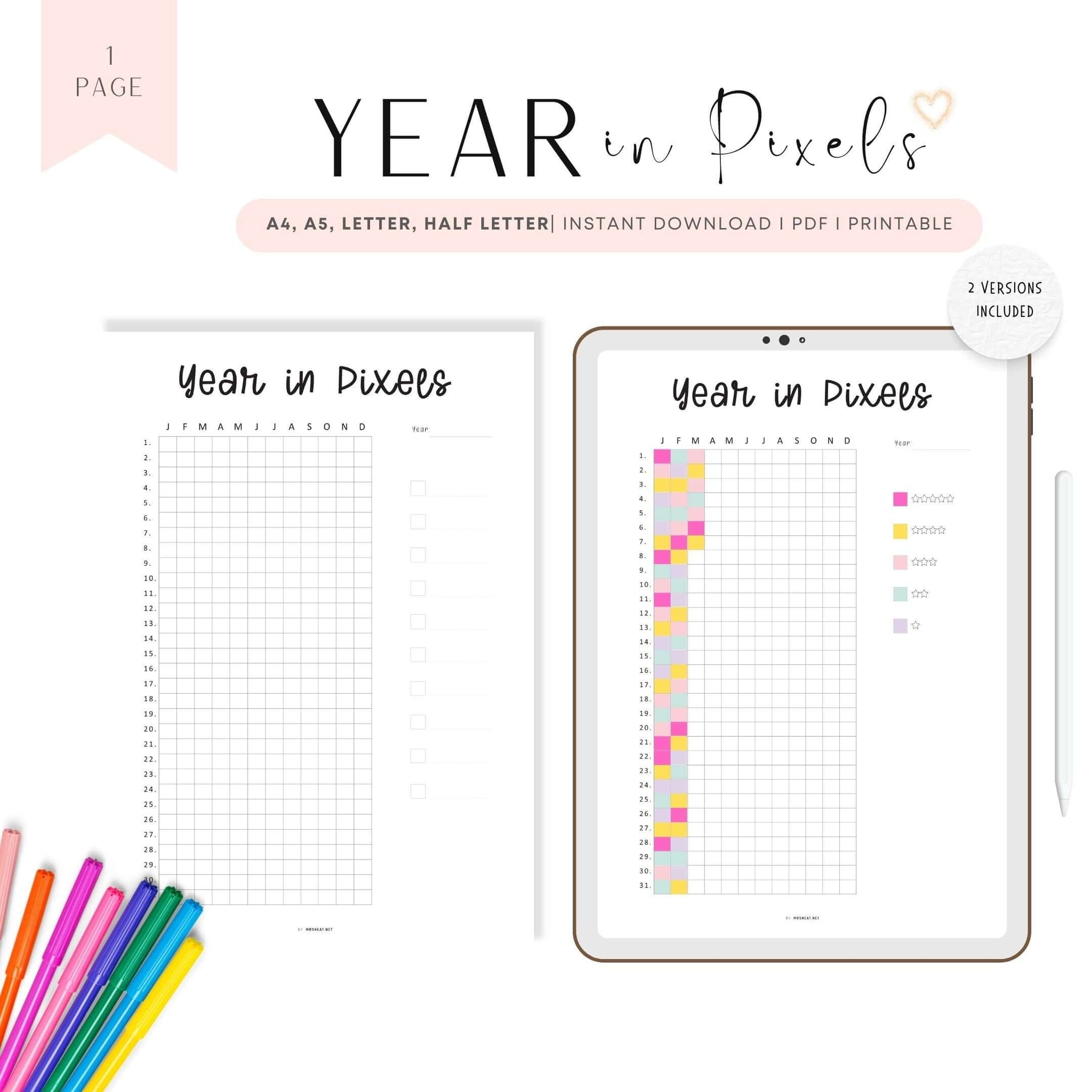 Year in Pixels Printable – mrsneat
