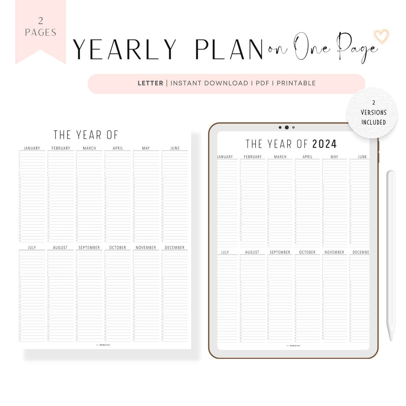 2024 Year at a Glance Template Printable – mrsneat