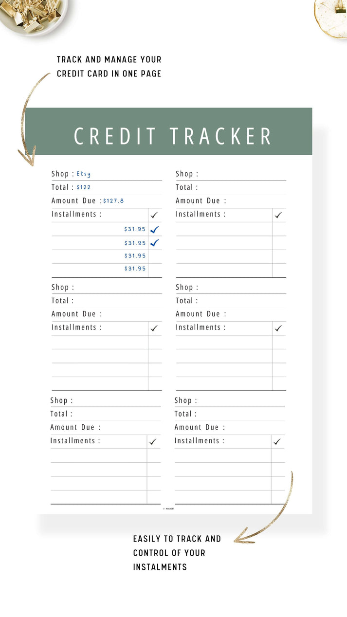 Credit Card Payment Tracker Template Printable Vol.02 – mrsneat