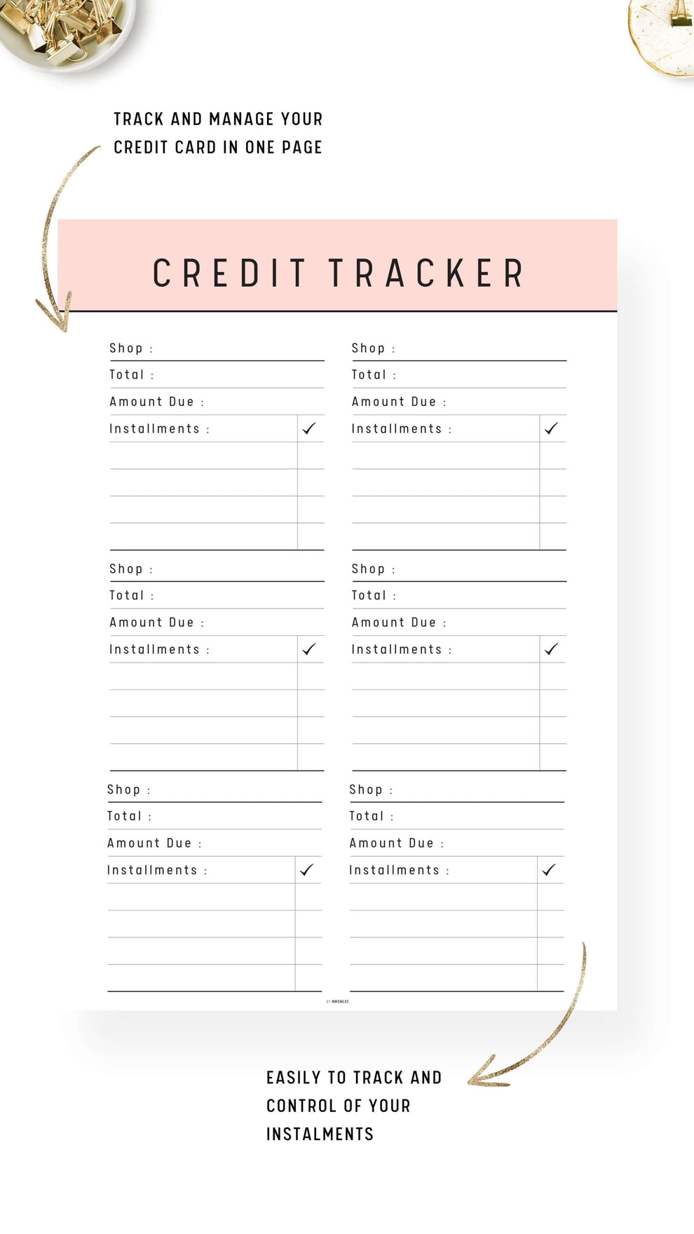 Credit Card Payment Tracker Template Printable Vol.02 – mrsneat