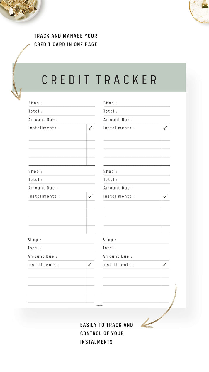 Credit Card Payment Tracker Template Printable Vol.02 – mrsneat