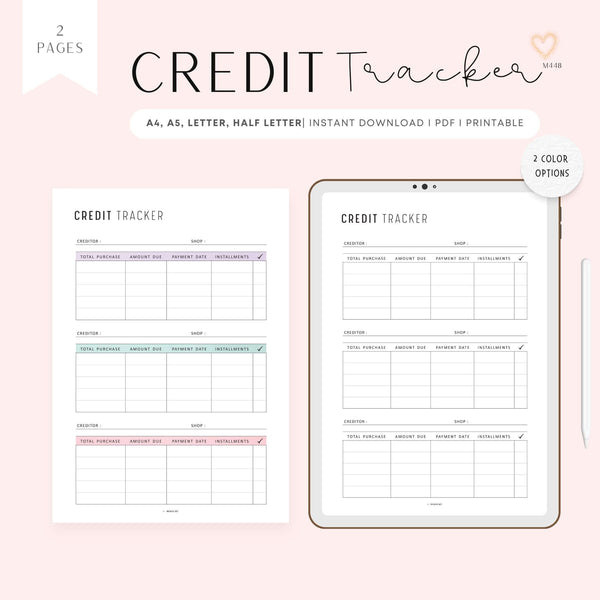 Credit Card Tracker Printable - M448 – mrsneat