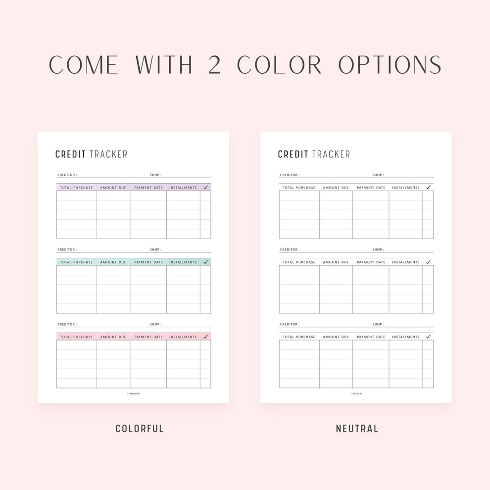 Credit Card Tracker Printable - M448 – mrsneat