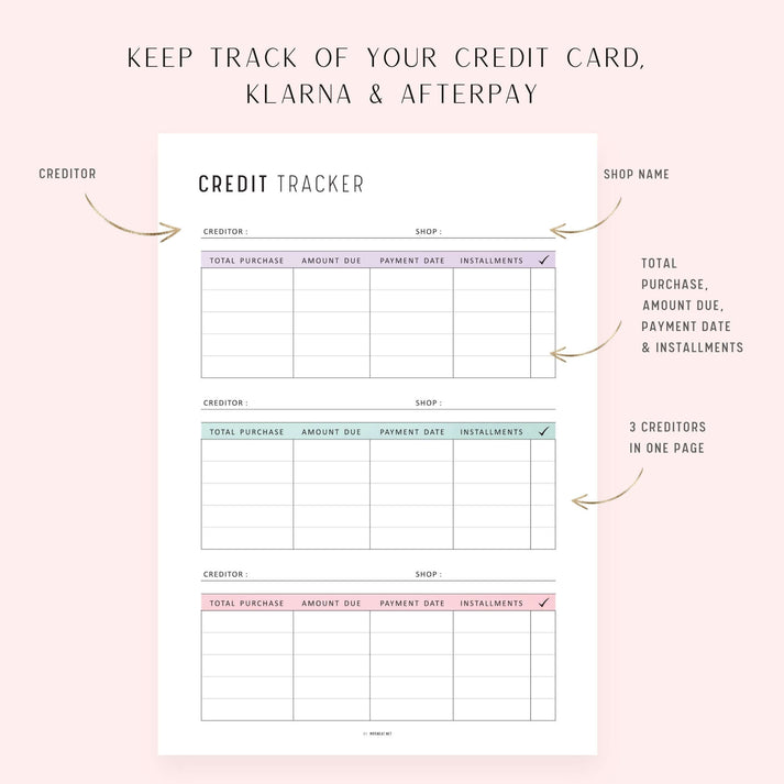 Credit Card Tracker Printable - M448 – mrsneat
