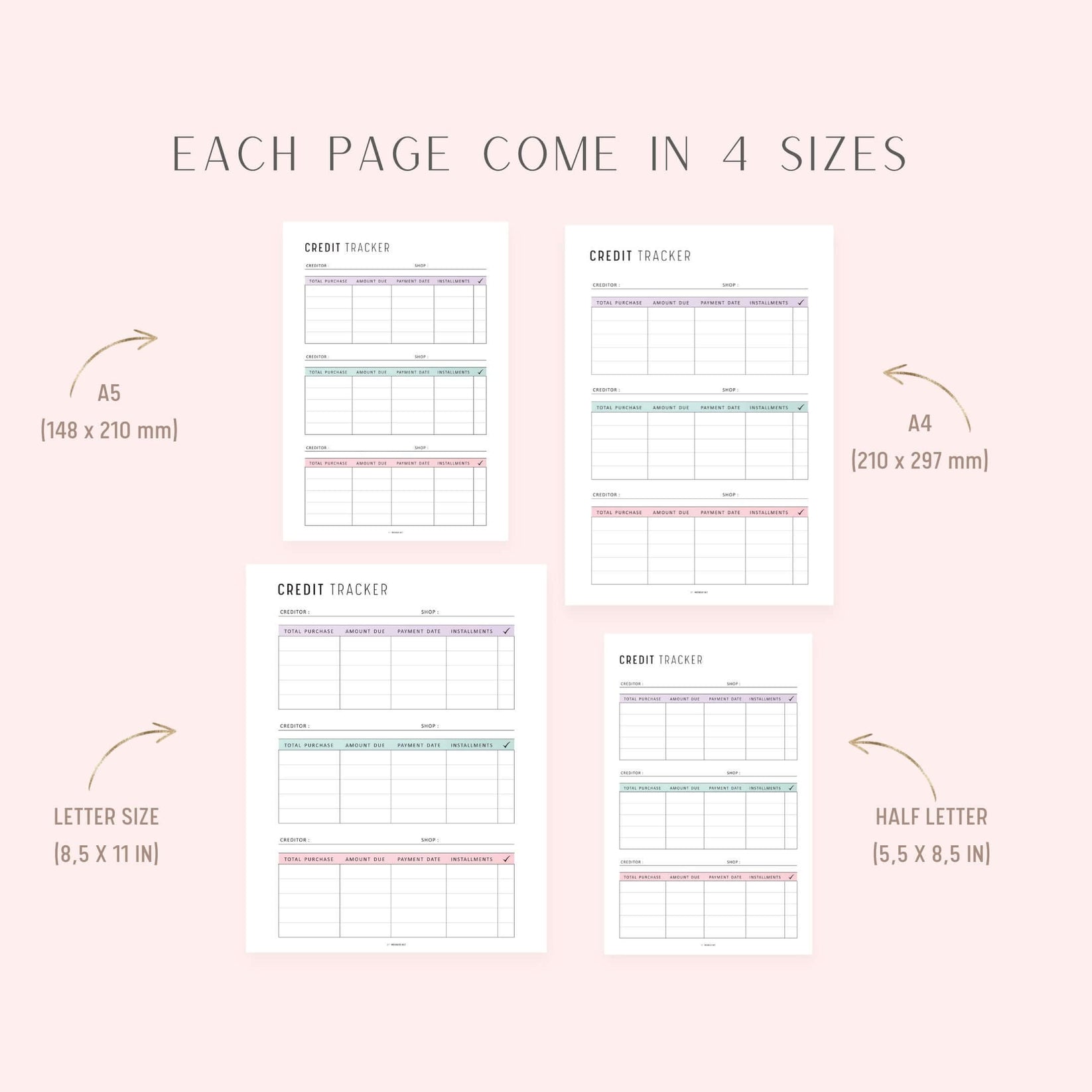 Credit Card Tracker PRINTABLE - M448 – mrsneat