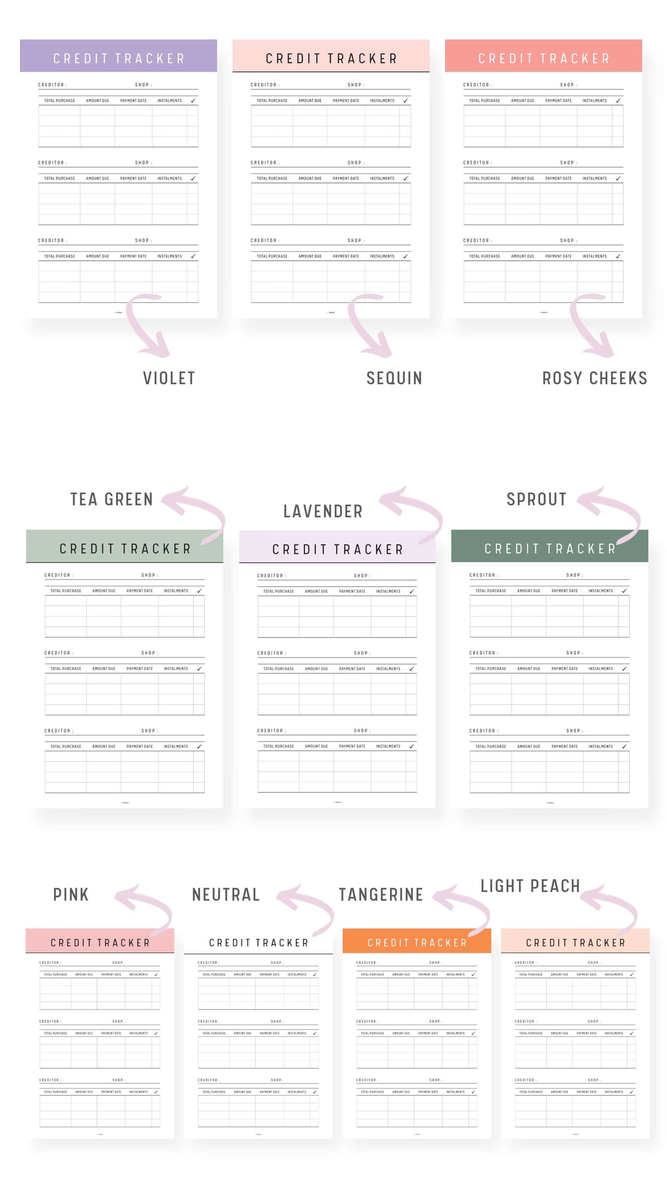 Credit Card Tracker Template Printable Vol.01 - M263 – mrsneat