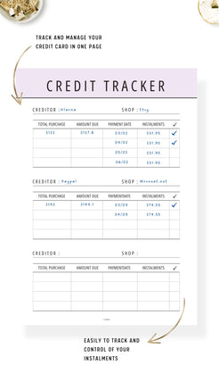 Credit Card Tracker Template Printable Vol.01 – mrsneat