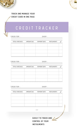 Credit Card Tracker Template Printable Vol.01 - M263 – mrsneat