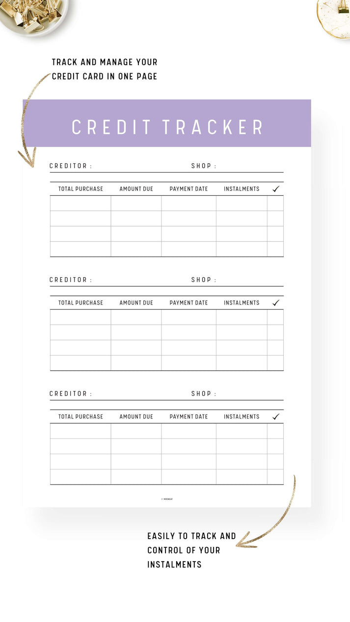 Credit Card Tracker Template Printable Vol.01 – mrsneat