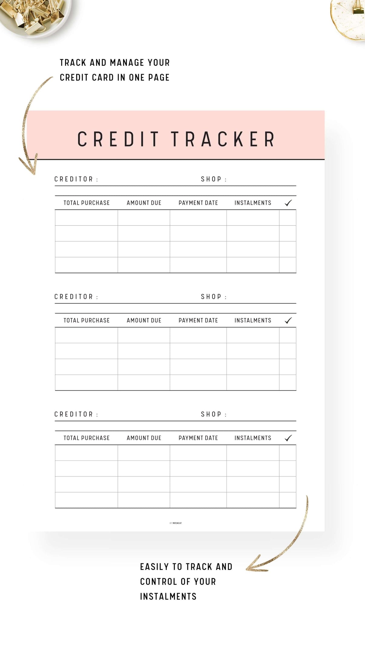 Credit Card Tracker Template Printable Vol.01 - M263 – mrsneat