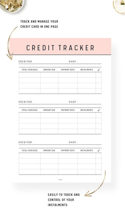 Credit Card Tracker Template Printable Vol.01 - M263 – mrsneat