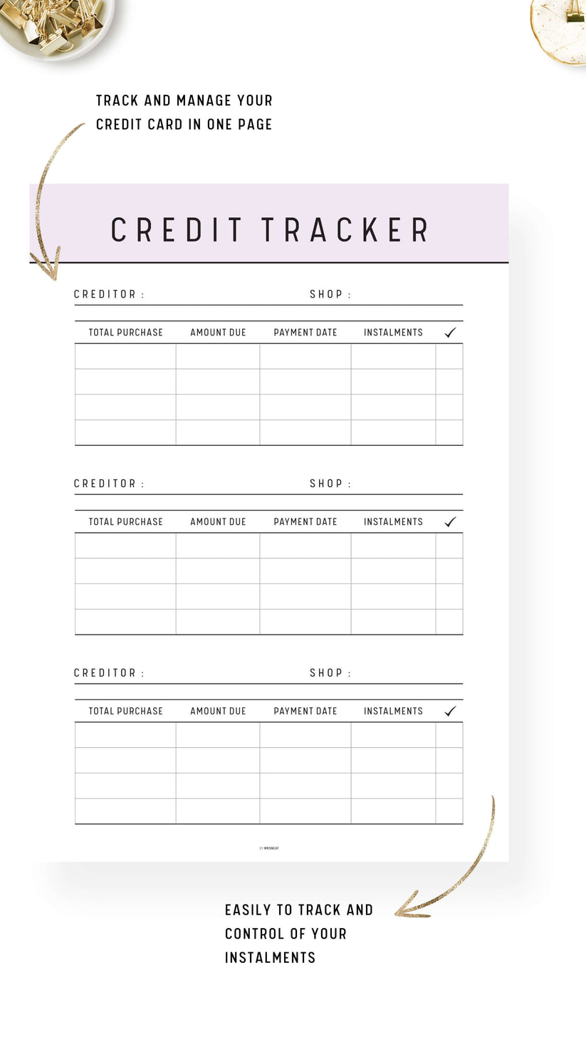 Credit Card Tracker Template Printable Vol.01 - M263 – mrsneat
