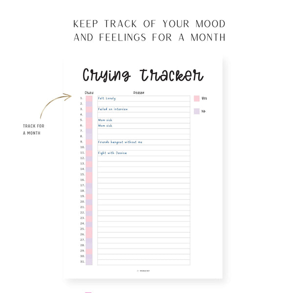 Monthly Crying Tracker Template – mrsneat