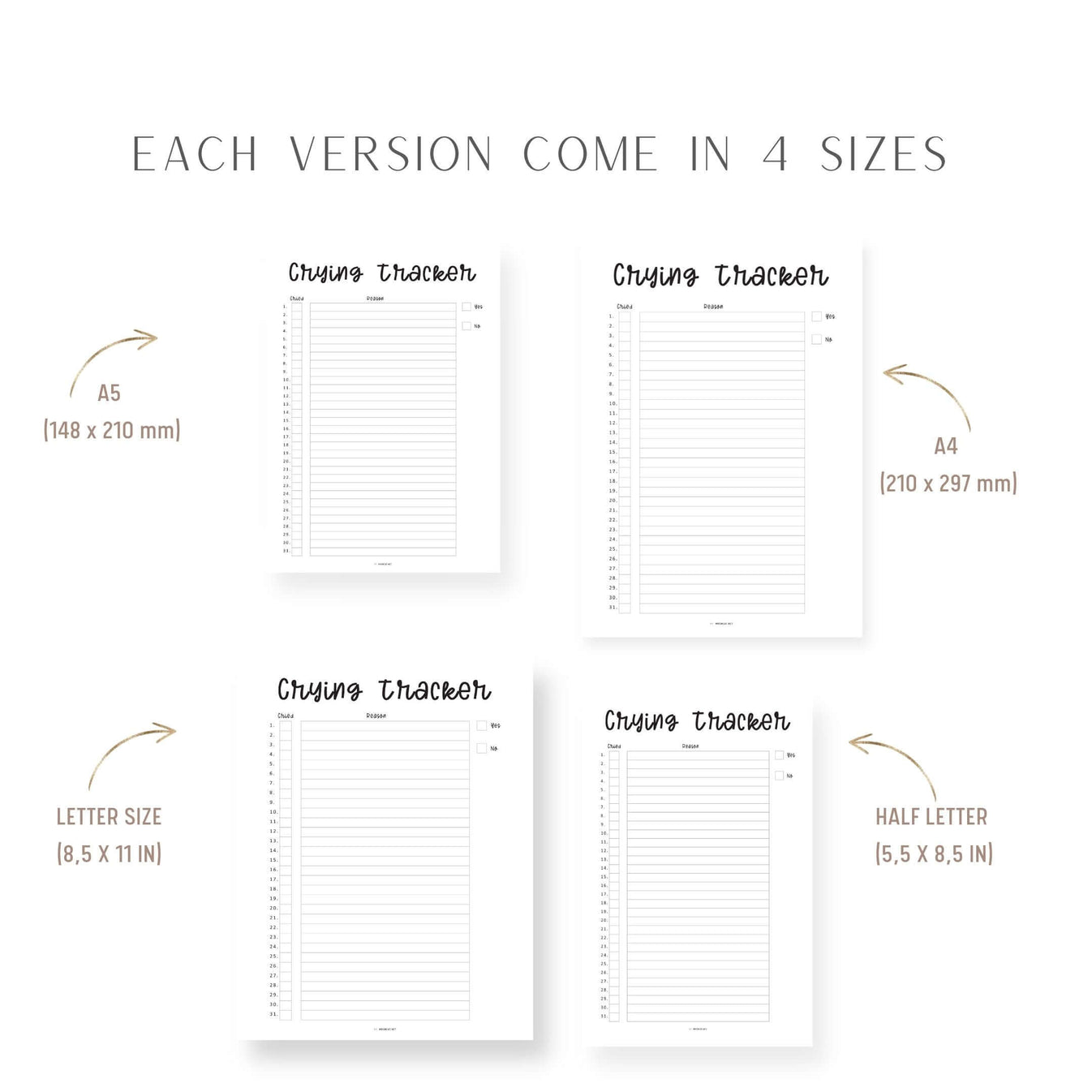 Monthly Crying Tracker Template – mrsneat