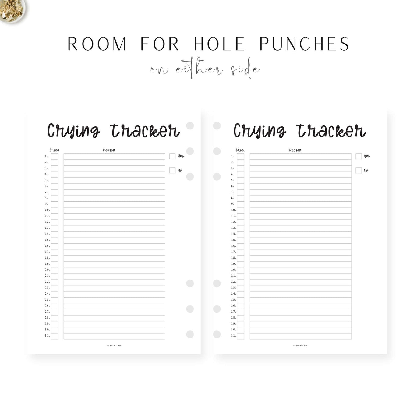 Monthly Crying Tracker Template – mrsneat