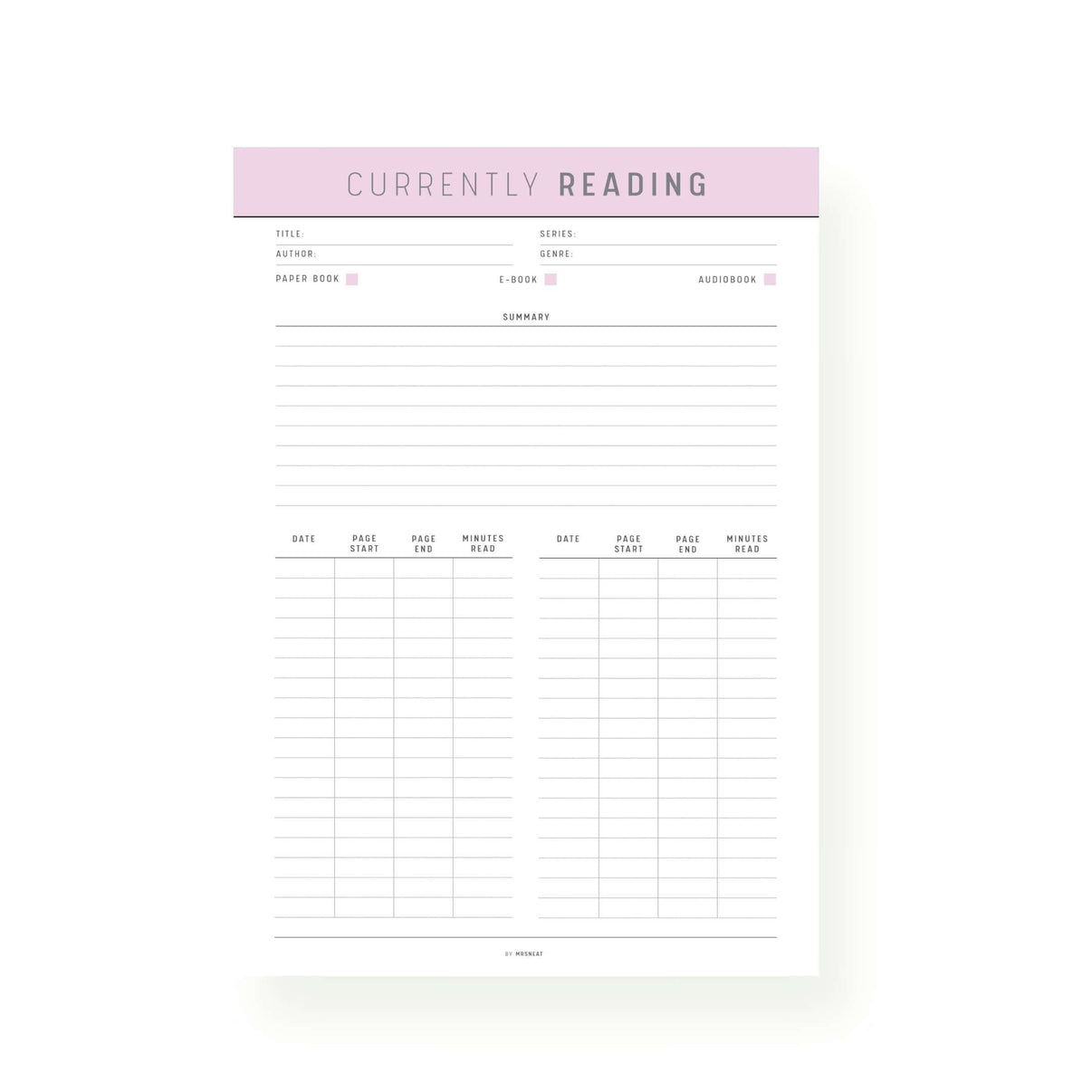 Currently Reading Template Printable - M223 – mrsneat
