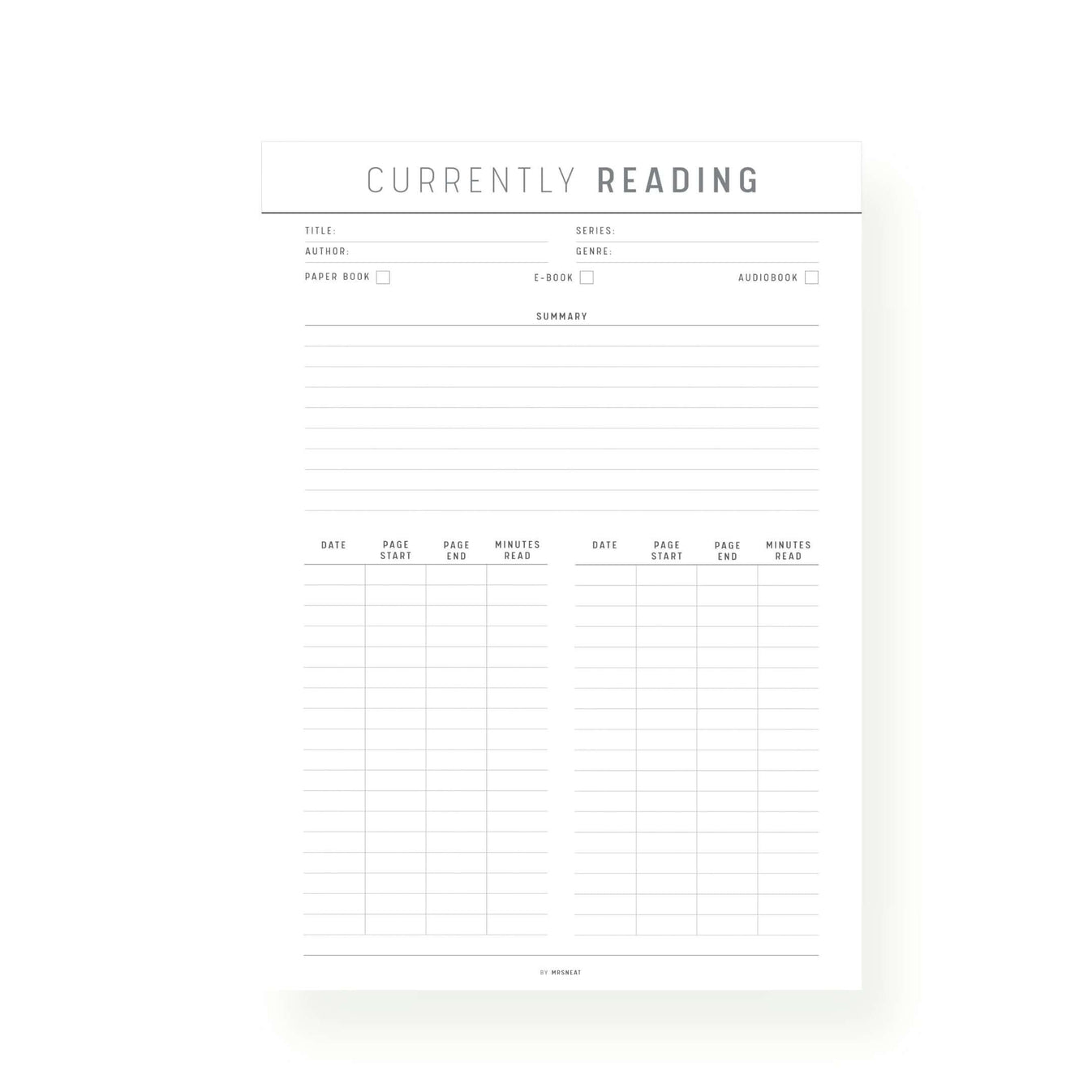 Currently Reading Template Printable - M223 – mrsneat