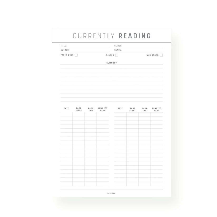 Currently Reading Template Printable - M223 – mrsneat