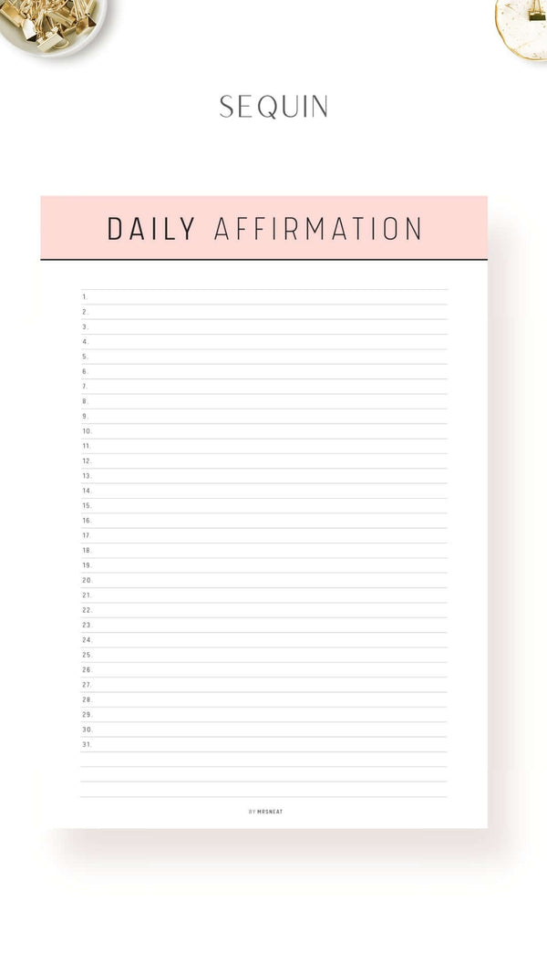 Daily Affirmation Journal Printable - M255 – mrsneat