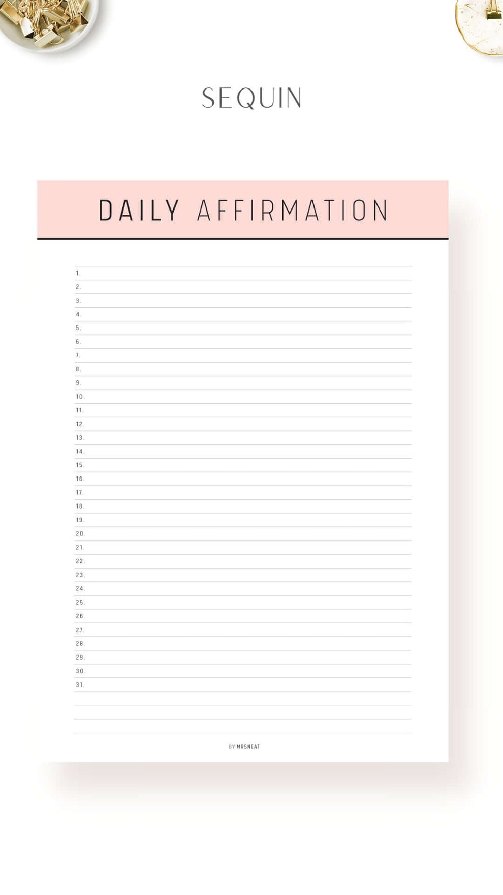 Daily Affirmation Journal Printable – mrsneat