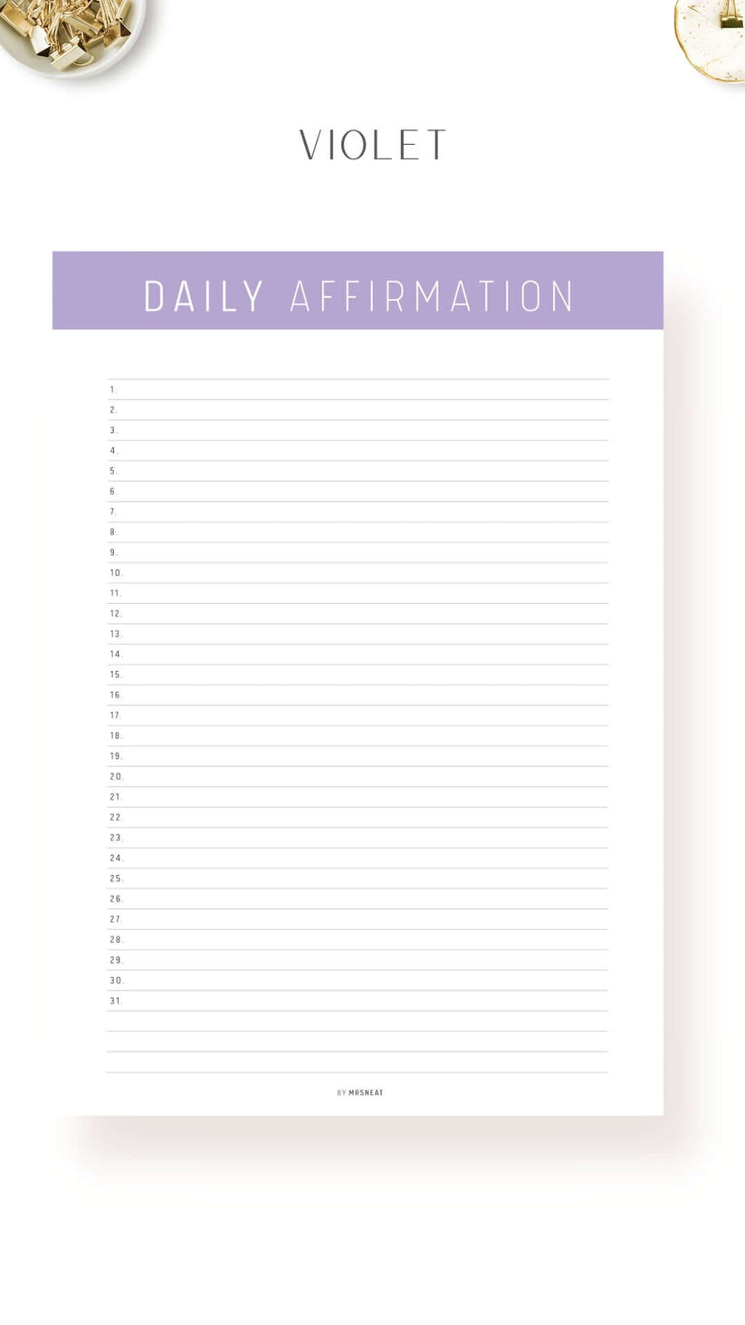 Daily Affirmation Journal Printable - M255 – mrsneat