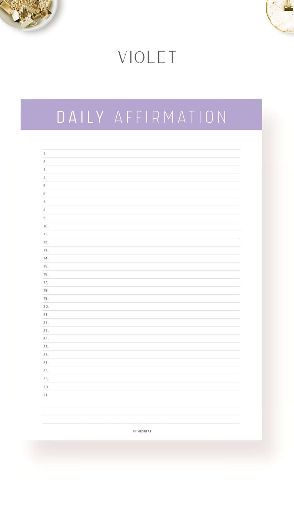 Daily Affirmation Journal Printable - M255 – mrsneat