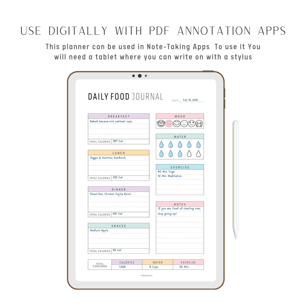 Daily Food Journal Printable - M489 – mrsneat