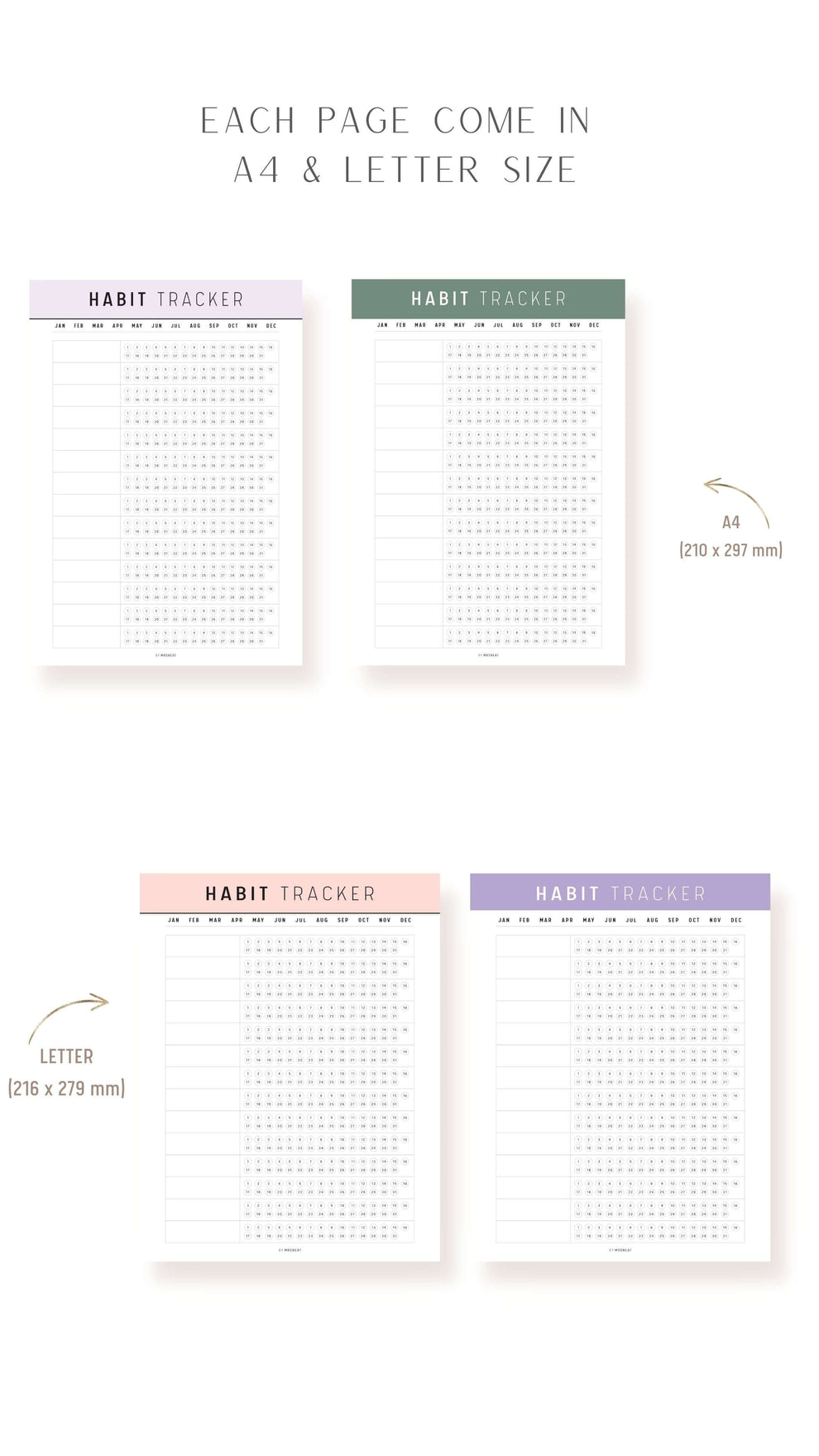 Printable Daily Habit Tracker Template - M253 – mrsneat