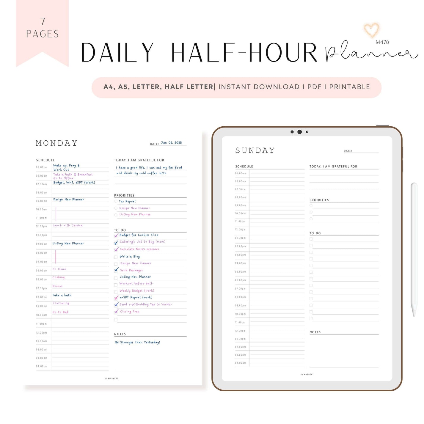 Daily Planner Monday to Sunday - 7 Days – mrsneat
