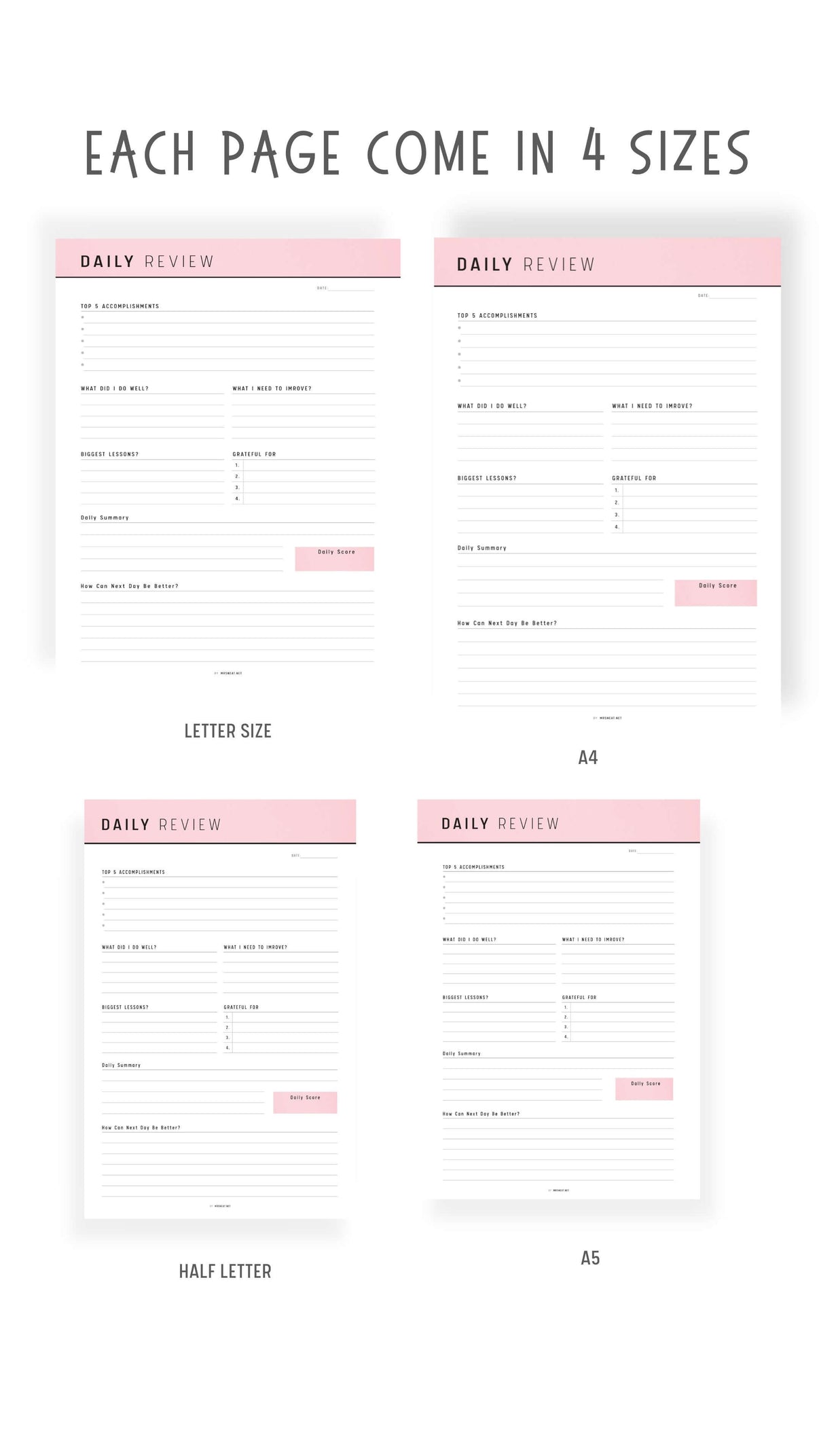 Daily Review Planner Template Printable - M291 – mrsneat