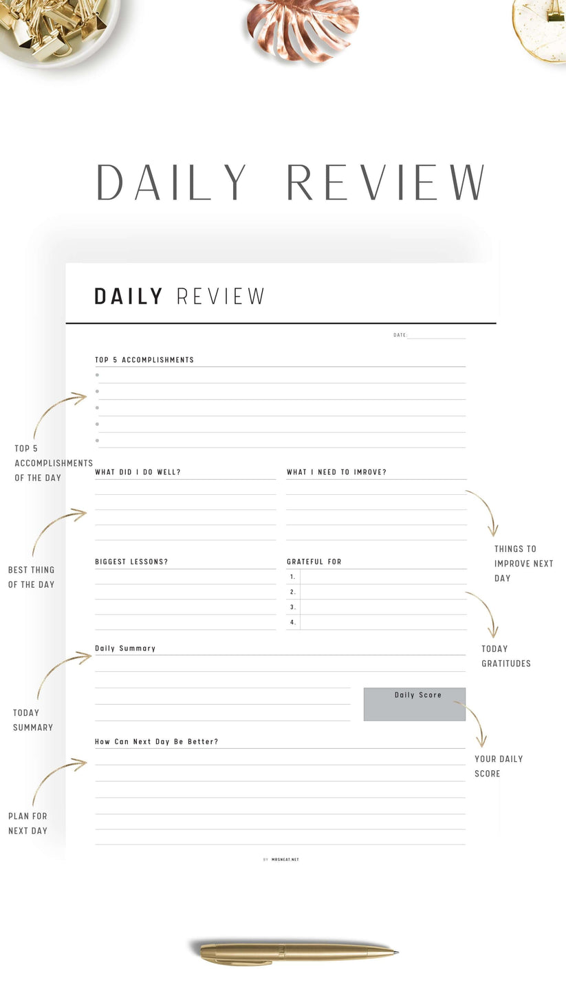 Daily Review Planner Template Printable – mrsneat