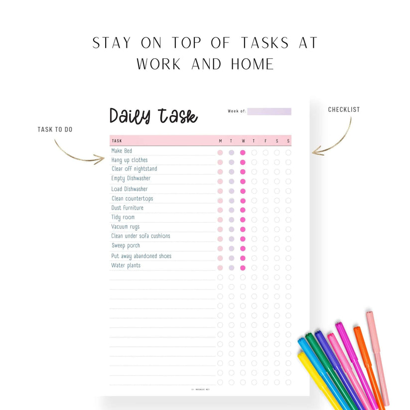 Daily Task List Printable - M386 – mrsneat