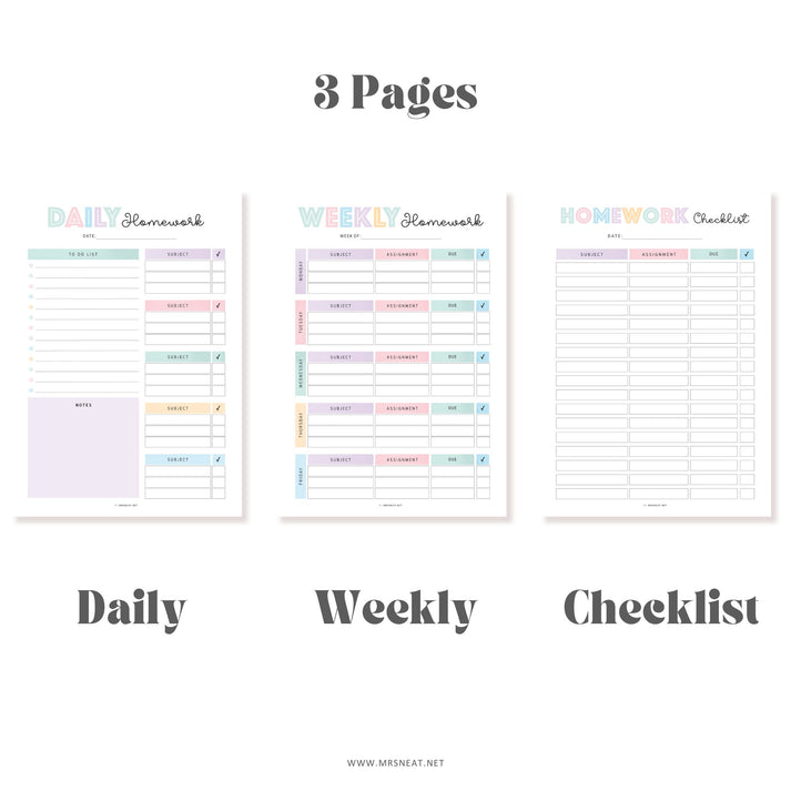 Editable Homework Tracker Bundle Printable - M536 – mrsneat