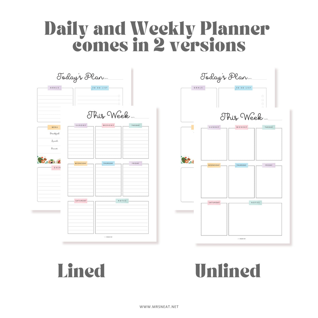 PRINTABLE Daily, Weekly, Monthly Planner Bundle - M516 – mrsneat