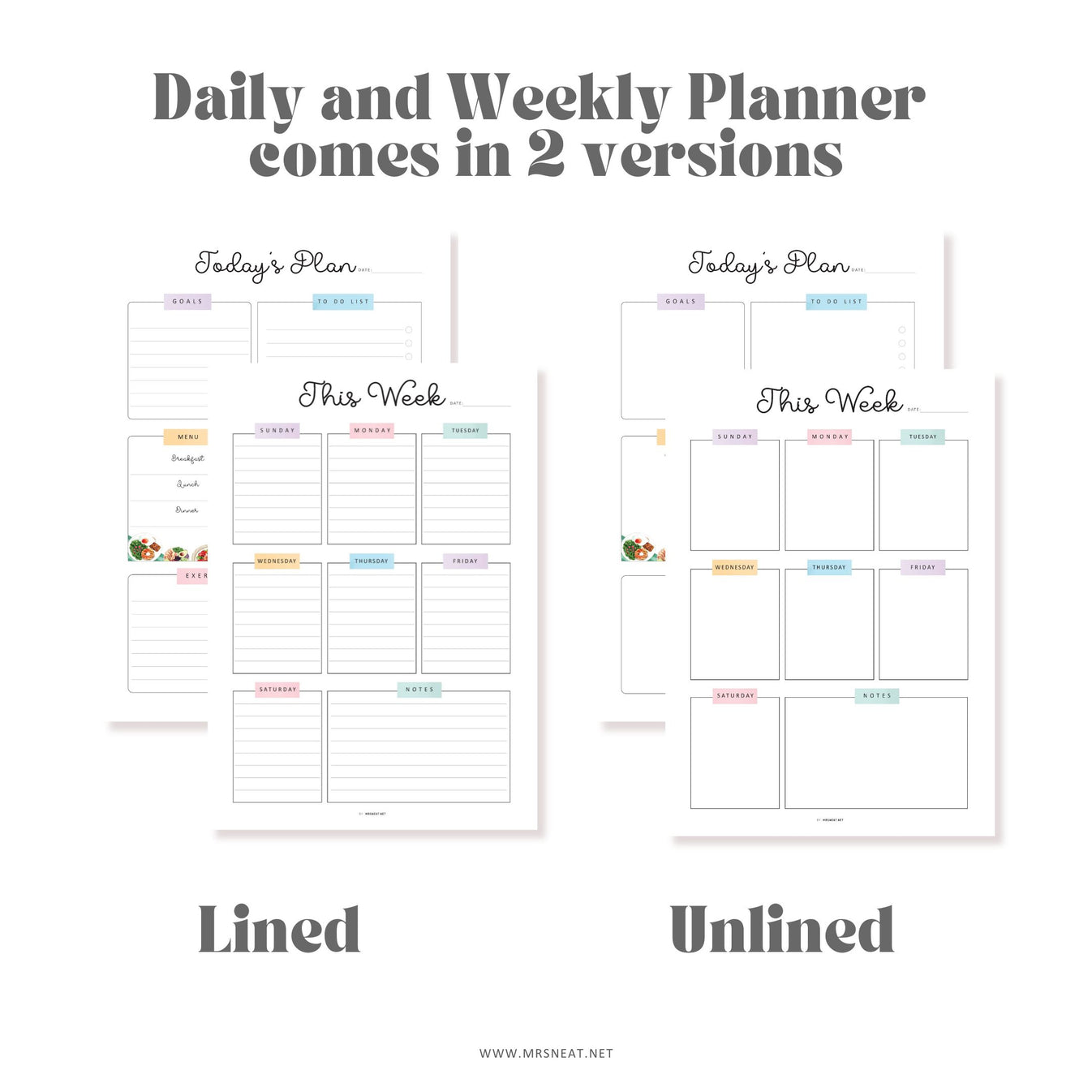 PRINTABLE Daily, Weekly, Monthly Planner Bundle - M516 – mrsneat