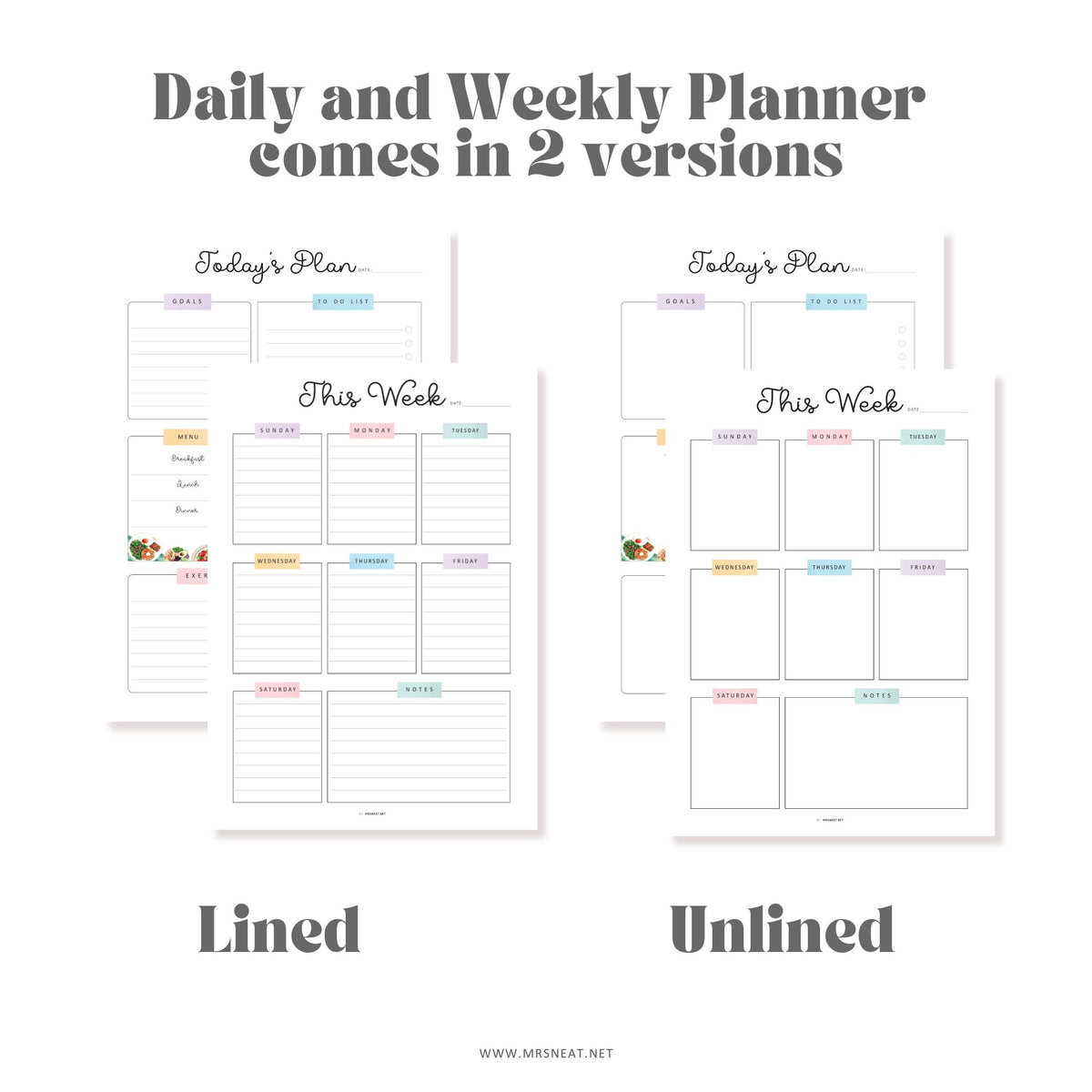 PRINTABLE Daily, Weekly, Monthly Planner Bundle - M516 – mrsneat