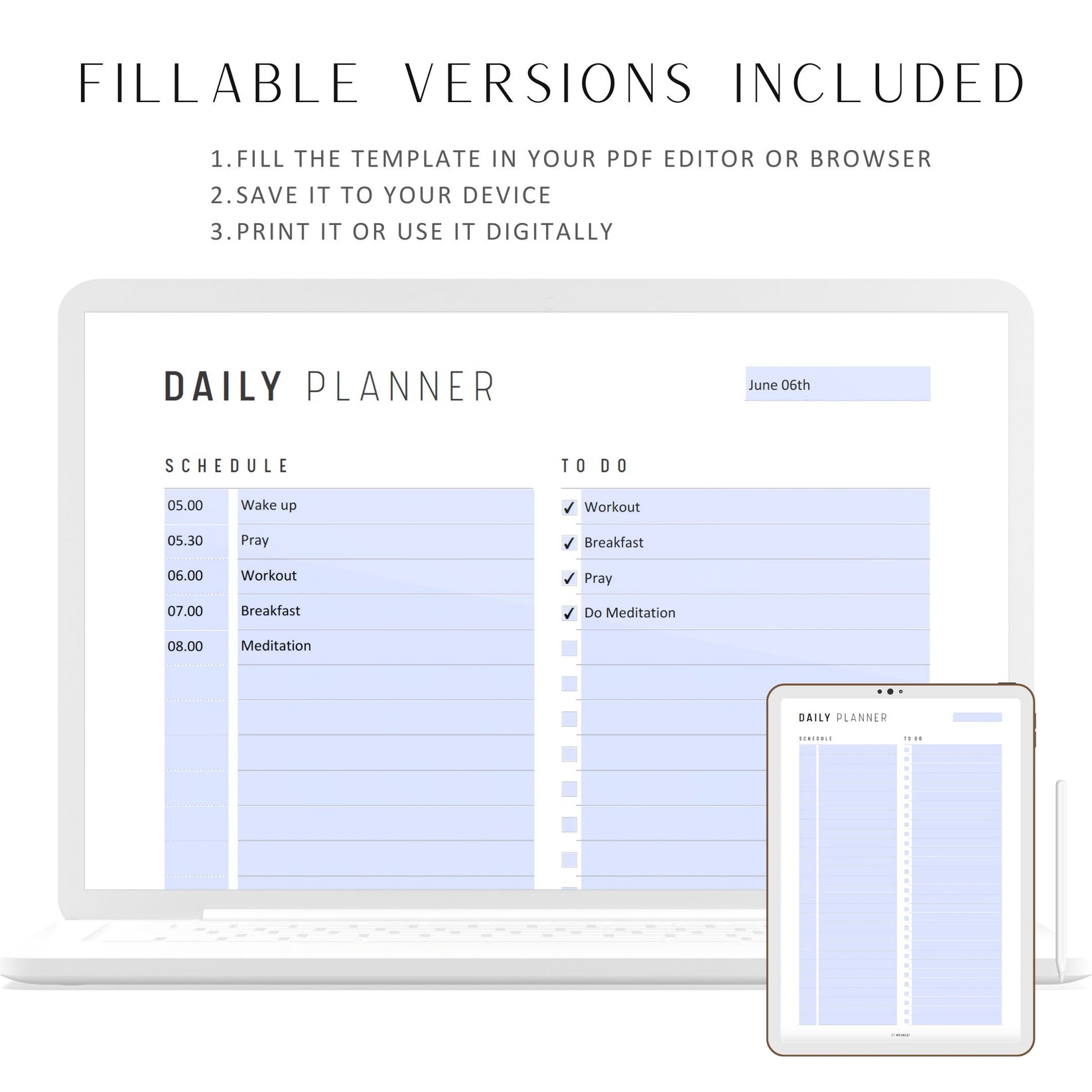 Minimalist Daily Planner Printable - M197 – mrsneat