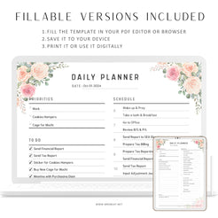 Floral Daily Planner Printable - M133 – mrsneat