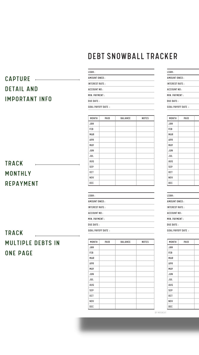 Debt Snowball Tracker - M055 – mrsneat