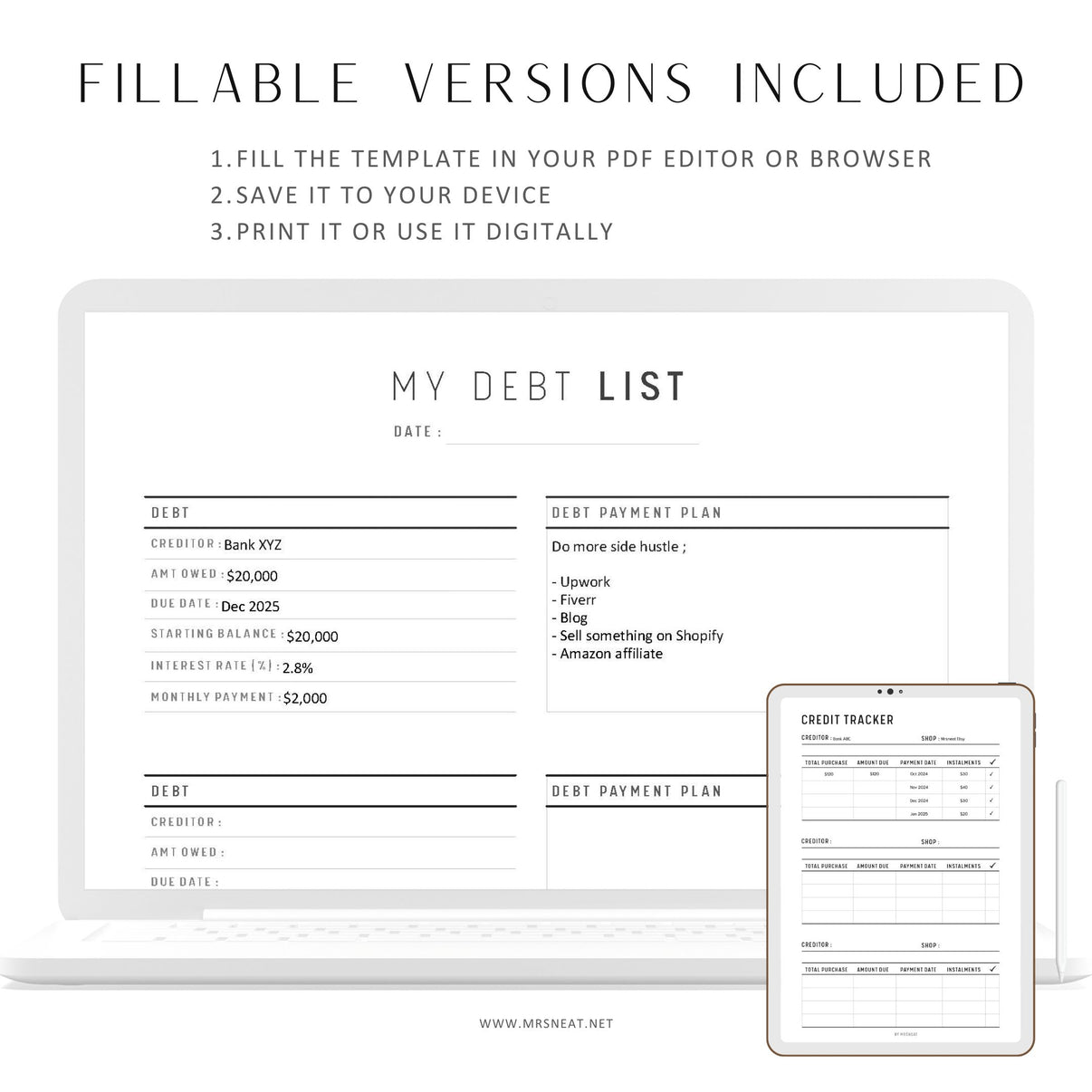 Debt Printable Bundle - M186 – mrsneat