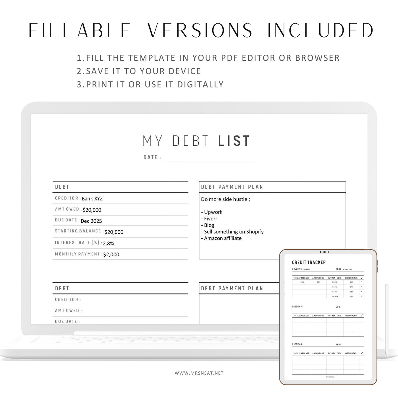 Debt Printable Bundle - M186 – mrsneat