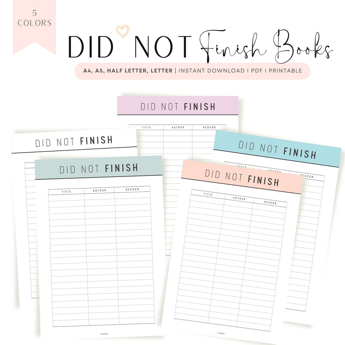 Did Not Finish Books Template Printable – mrsneat