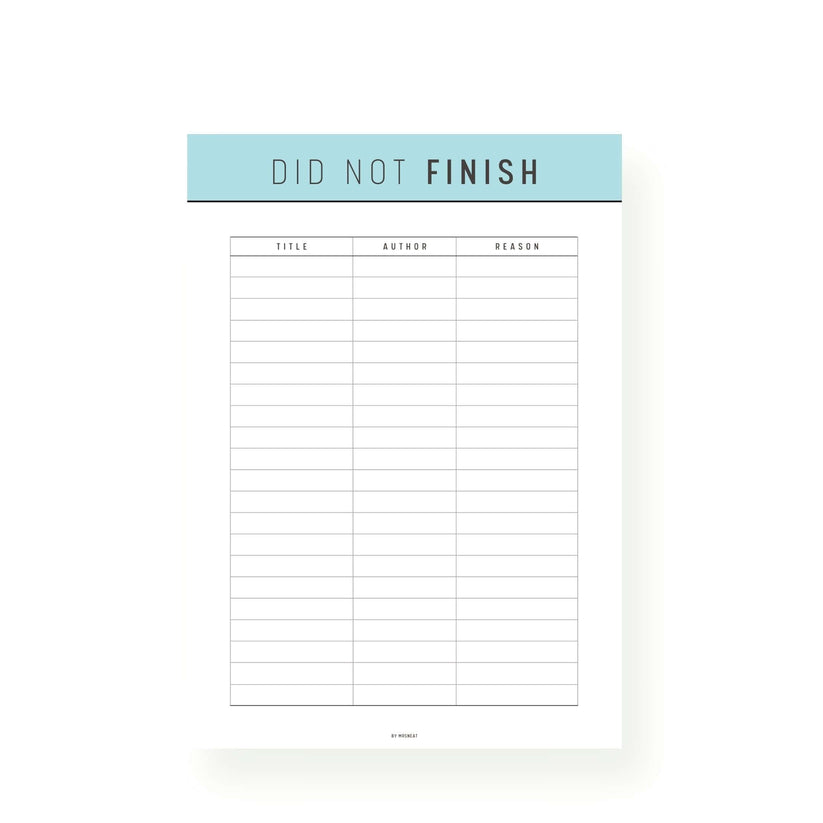 Did Not Finish Books Template Printable - M226 – mrsneat