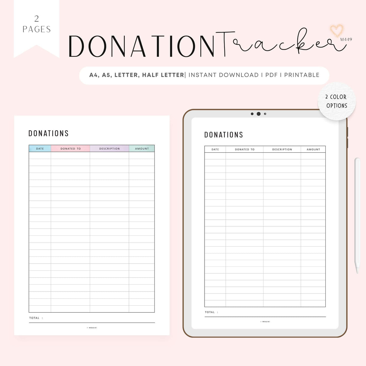 Donation Tracker Printable - M450 – mrsneat