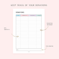 Donation Tracker Printable - M450 – mrsneat