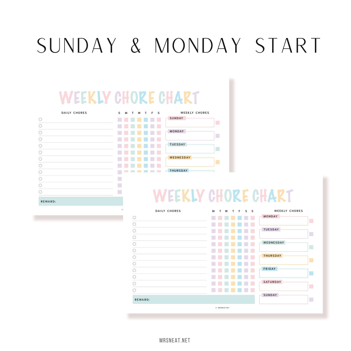 Editable Kids Chore Chart Printable PDF - M491 – mrsneat