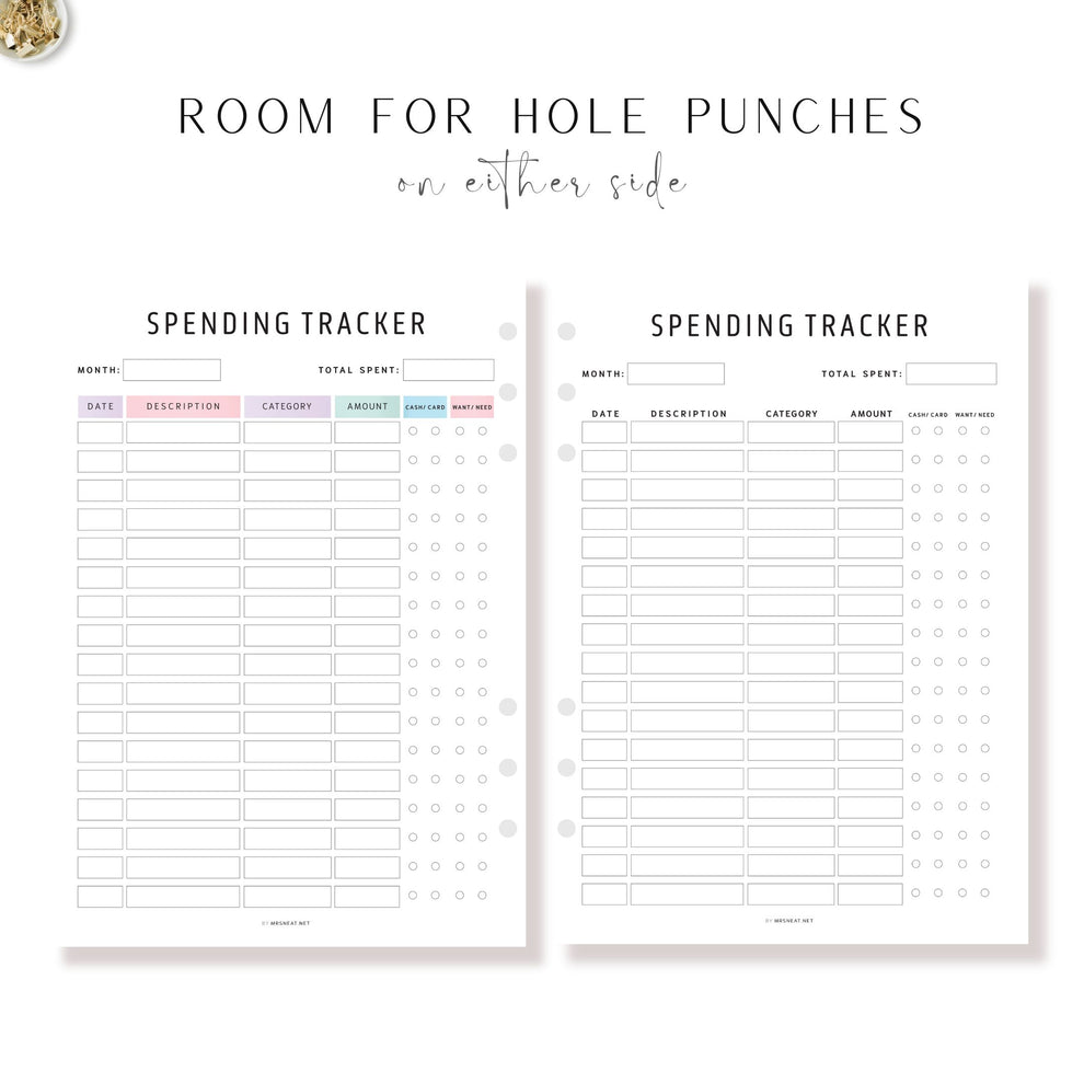 Editable Spending Tracker Printable PDF - M496 – mrsneat