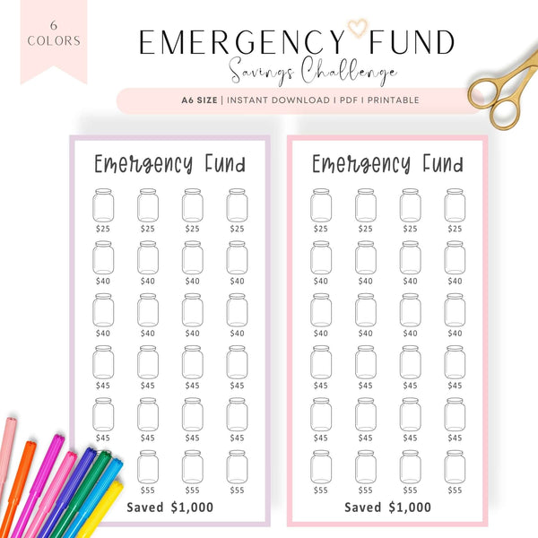 Emergency Fund A6 Mini Savings Challenge - M365 – mrsneat