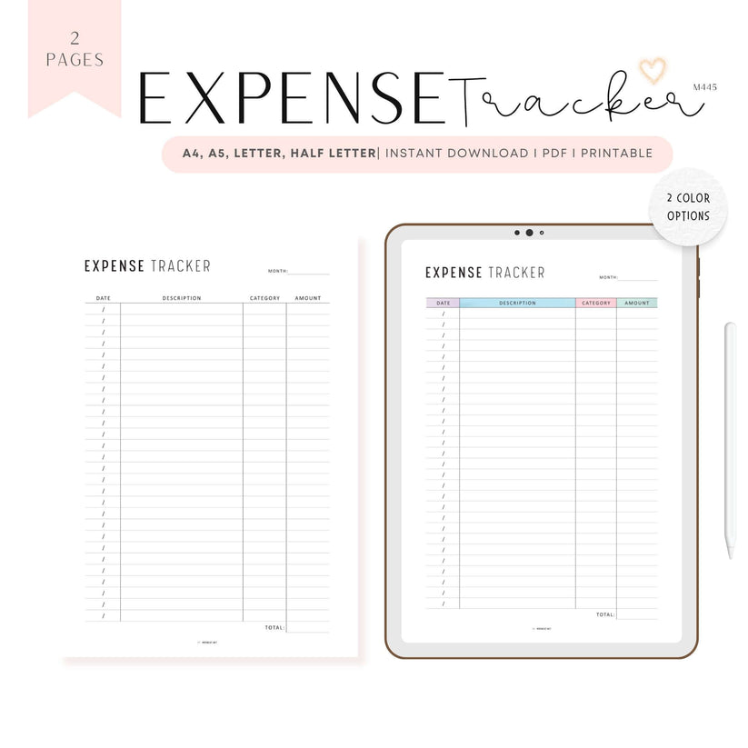 Expense Tracker Sheet - M445 – mrsneat